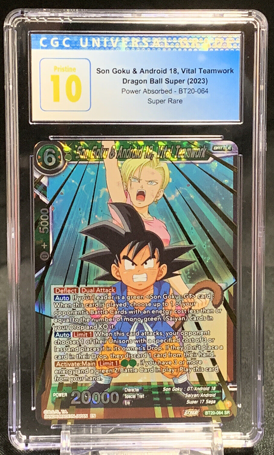 DBS Son Goku Android 18, Vital Teamwork Power Absorbed SR CGC 10 Pristine