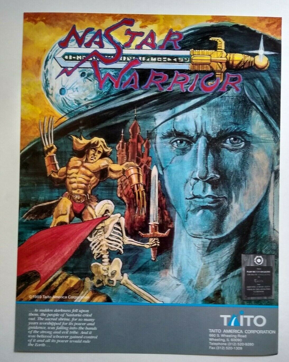 Nastar Warrior Arcade FLYER Original 1989 Video Game Vintage Promo Art ...