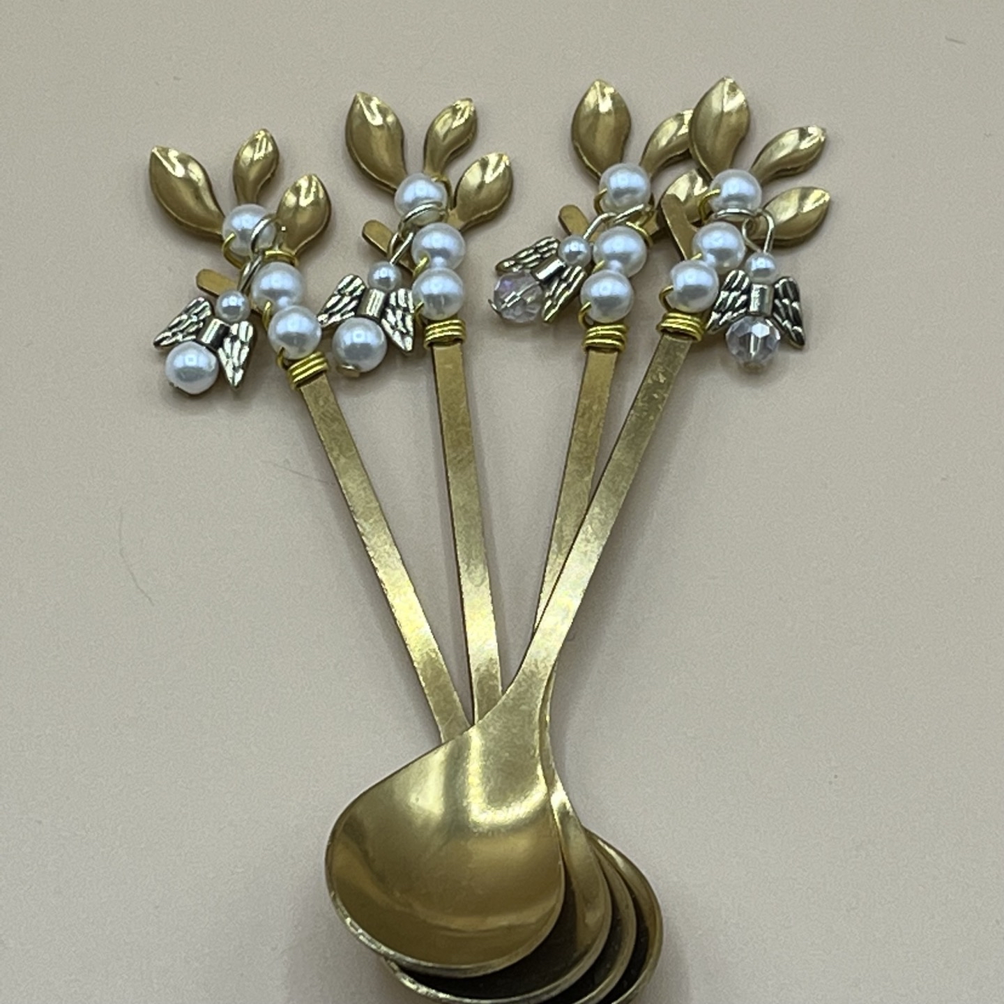 Handmade By Me-Guardian Angel Decorated Teaspoons Set Of 4