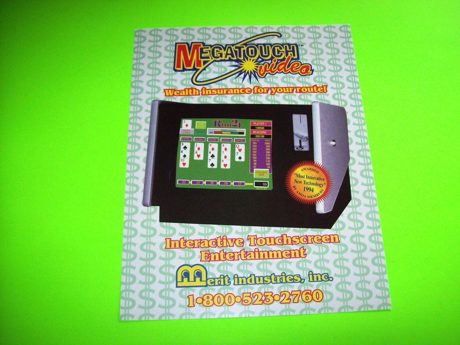 MEGATOUCH VIDEO MERIT 1994 ORIGINAL NOS VIDEO ARCADE GAME MACHINE SALES ...