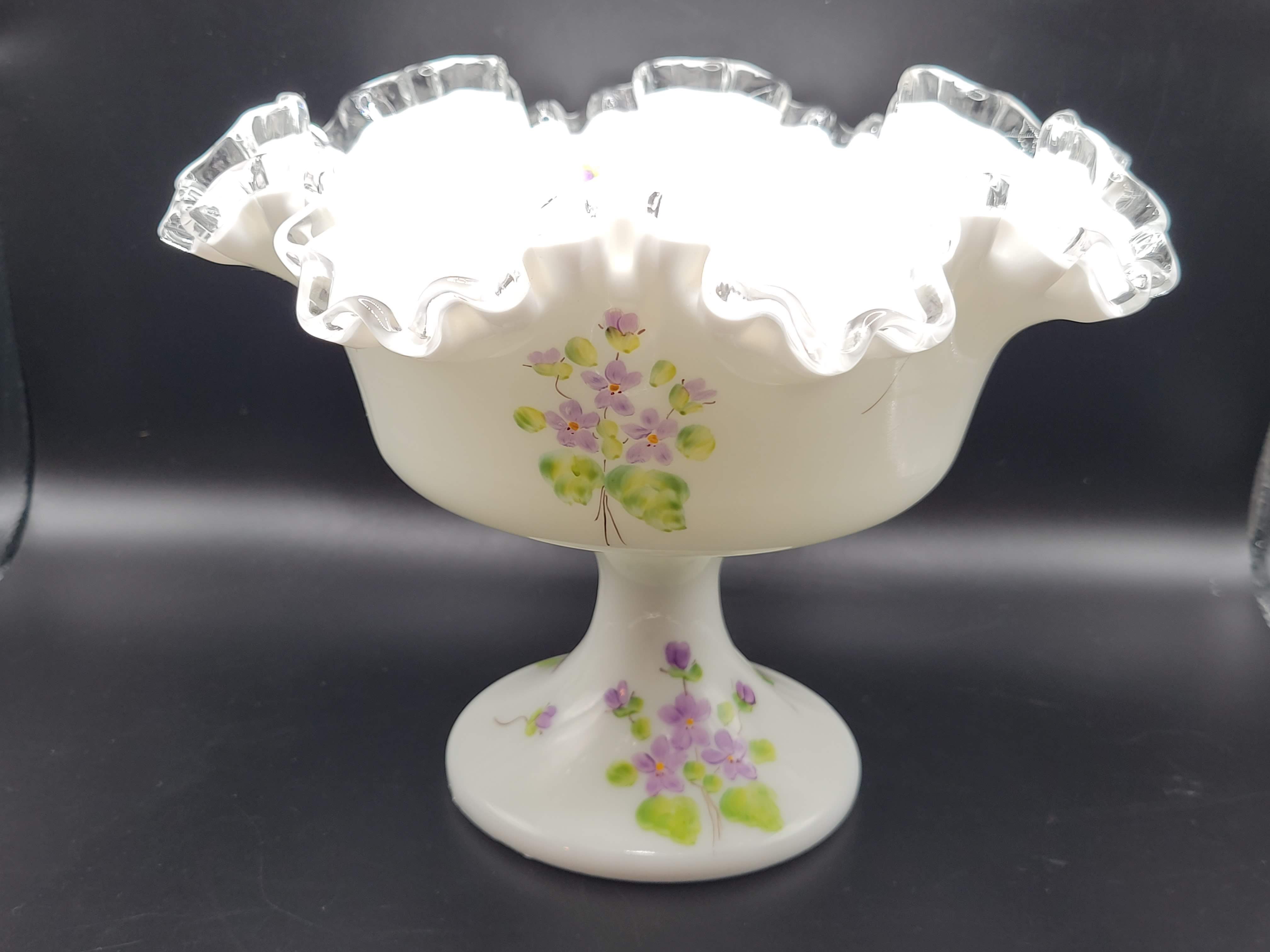 discounts onlinestore Fenton Purple Lilacs Handpainted Compote