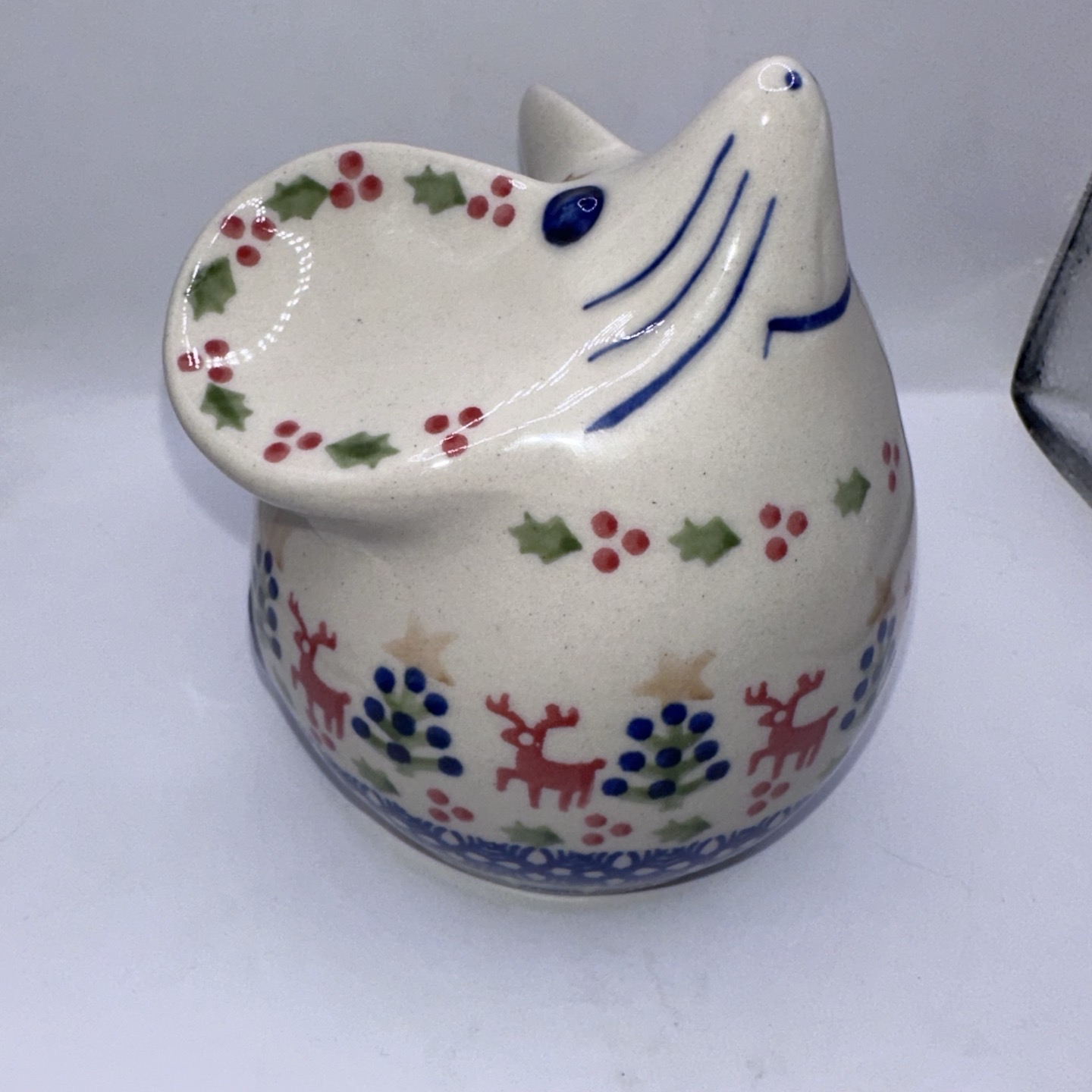 NWT Ceramika Boleslawiec Pottery Hand Made Polish Pottery Mouse Piggy Bank