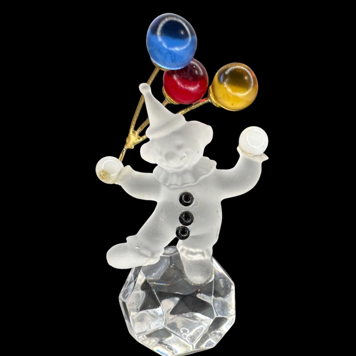 Swarovski Miniature Crystal Clown With Balloons On Faceted Ball