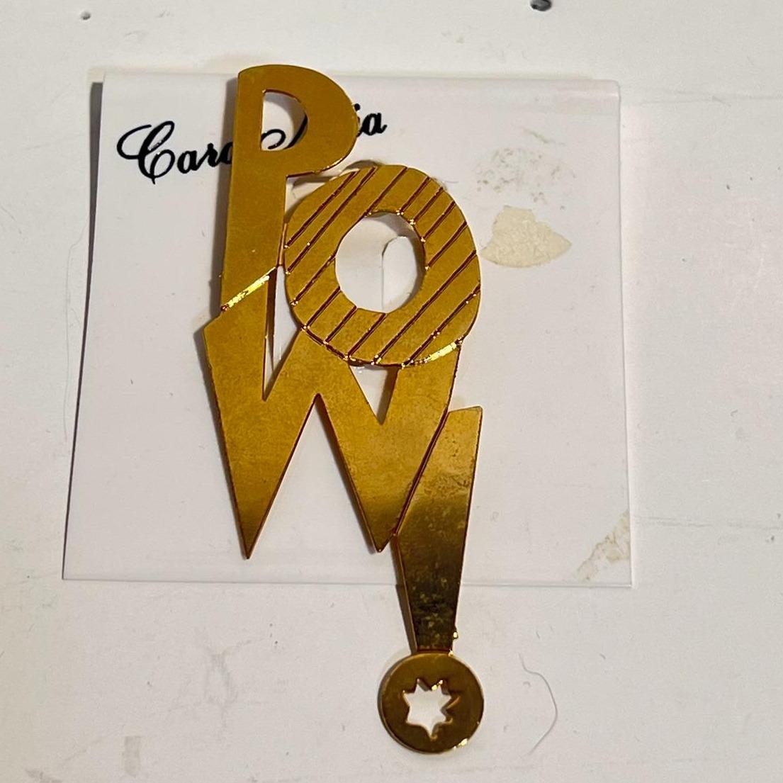 POW Superhero Comic Book Gold Tone Brooch Pinback Pin Vintage Cara Mia ...