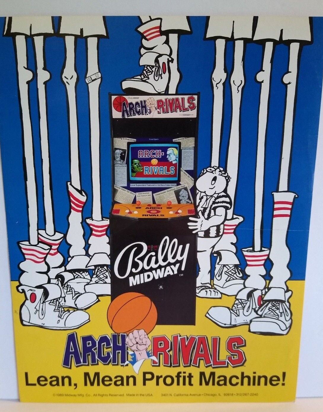 Arch Rivals Arcade Flyer Original 1989 Vintage Video Game Paper Art 8.5 ...