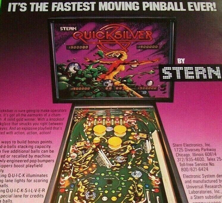 Quicksilver Pinball FLYER Original NOS Game Artwork Sheet Retro Fantasy ...