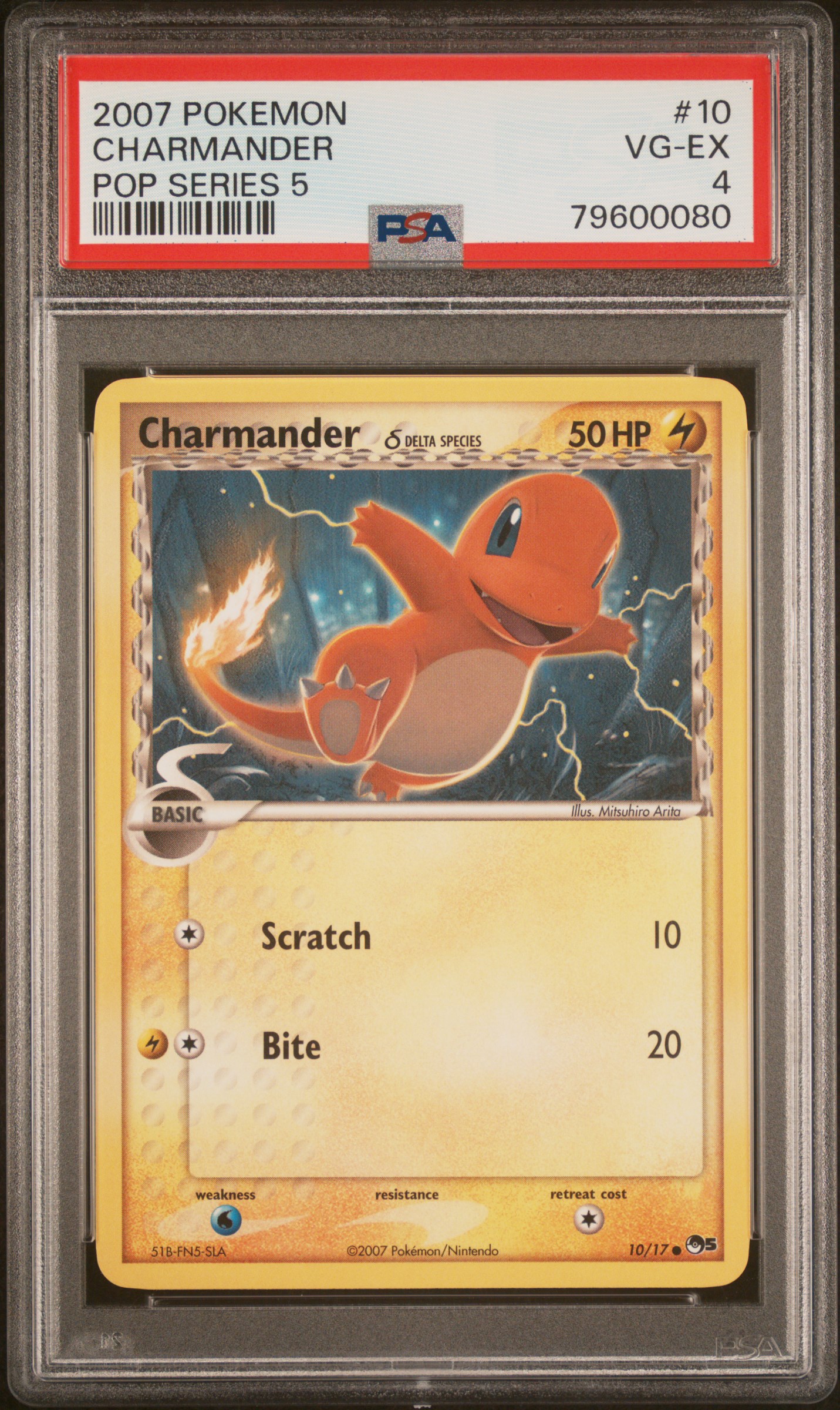 Charmander 2007 Pokemon Pop Series 5 Tcg Cards 10 Pop Series 5 PSA Vg-Ex 4