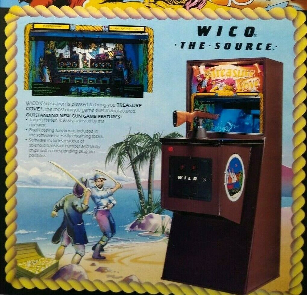 Treasure Cove Arcade Game Flyer Original 1984 Rifle Gallery Gun Wico ...
