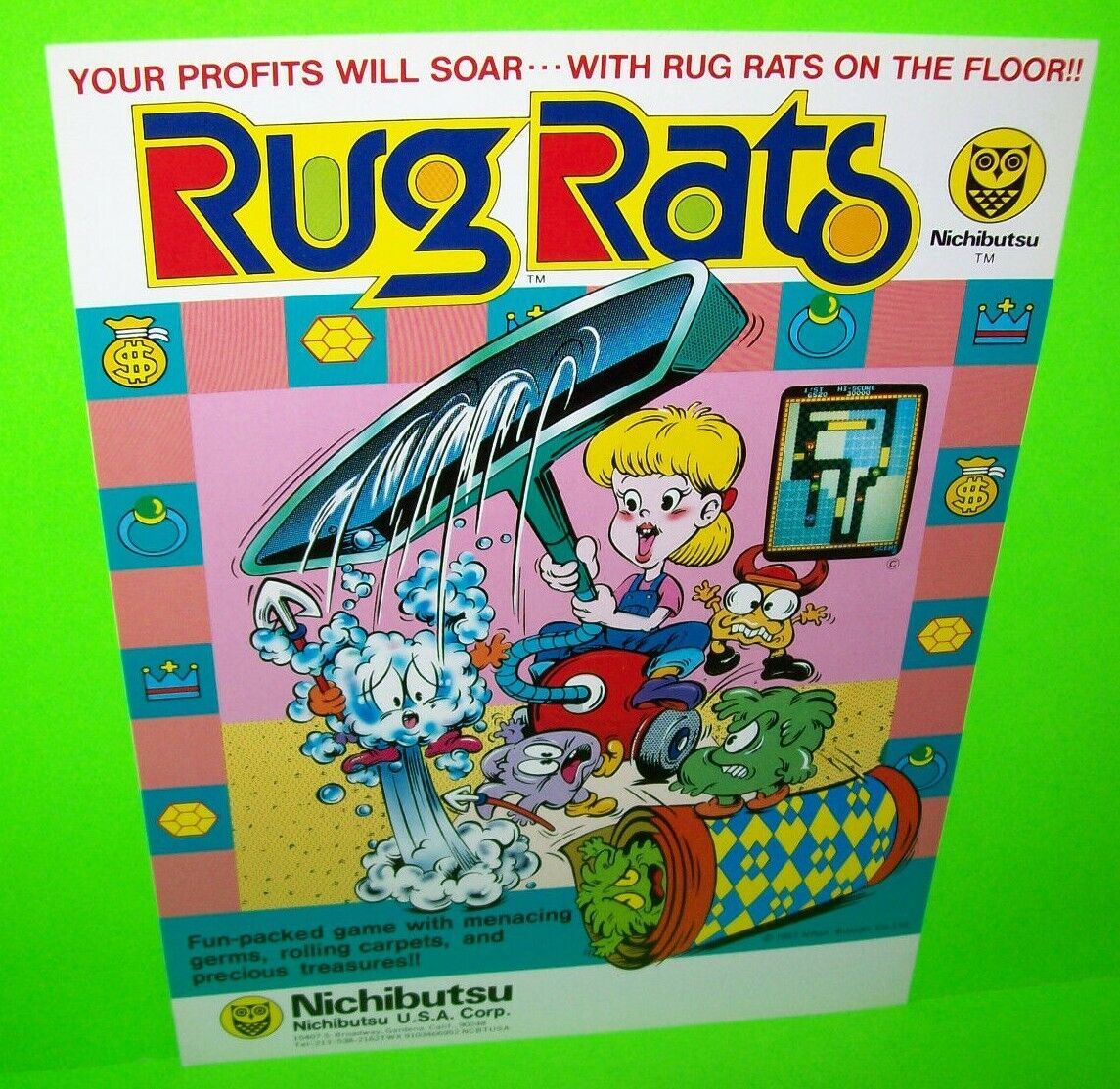 Nichibutsu Rug Rats Arcade FLYER Original NOS 1983 Video Game Paper Art ...
