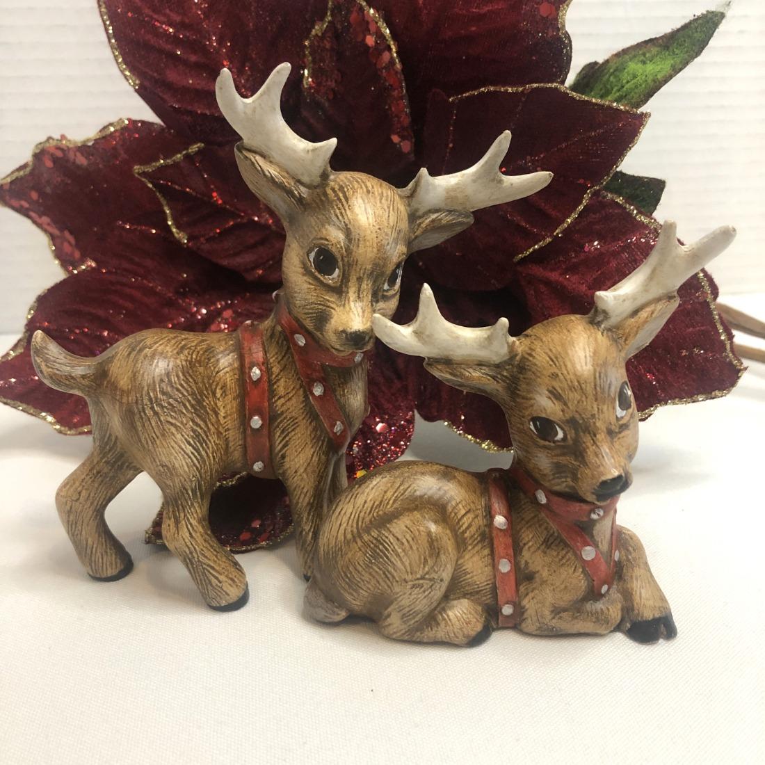 Ceramic Vintage Christmas Reindeer Hand Painted - Lot B