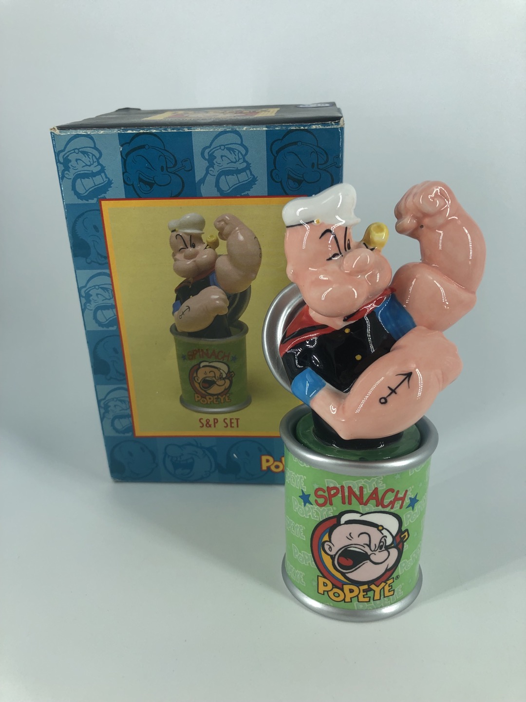 Popeye in a Spinach Can Salt & Pepper w/ Box