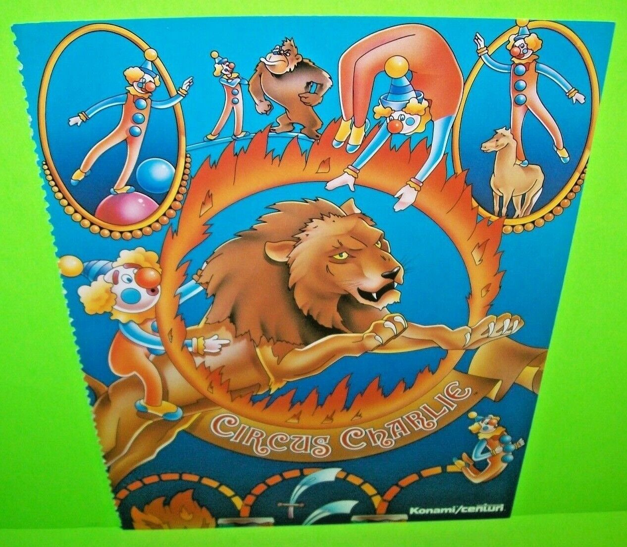 Circus Charlie Arcade FLYER Original 1983 Video Game Paper Vintage Artowrk