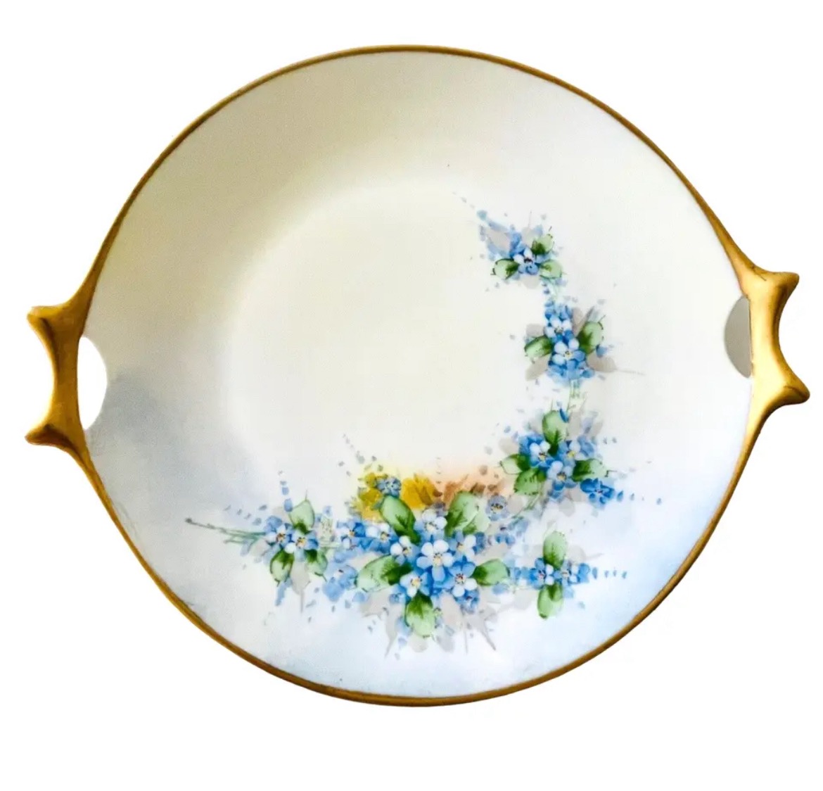 Hutschenreuther Selb Bavaria LHS Gold Hand Painted Blue Floral Handled ...