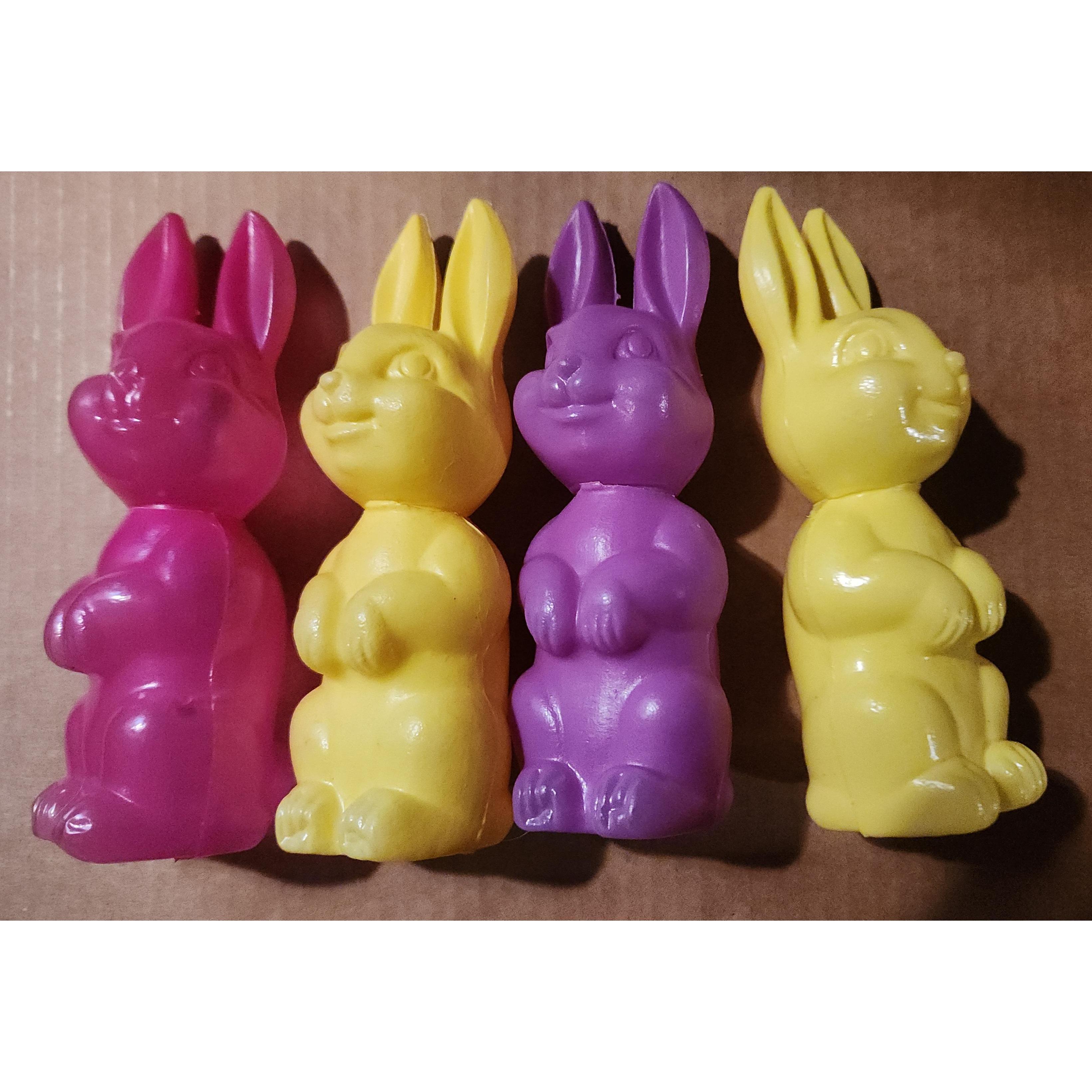 Vintage Lot Of 4 Easter Bunny Plastic Blowmold Candy Containers