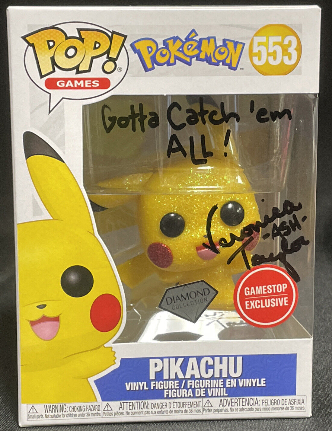 Veronica Taylor Ash Ketchum Signed Pikachu Funko Pop 553 PSA Pokemon ...