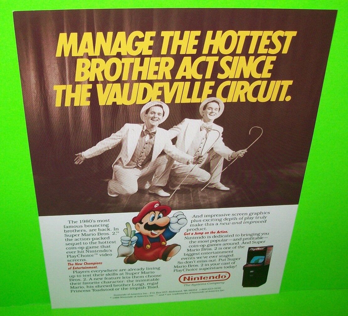 Super Mario Bros 2 Arcade Game Flyer Playchoice Video Game Promo Retro Art