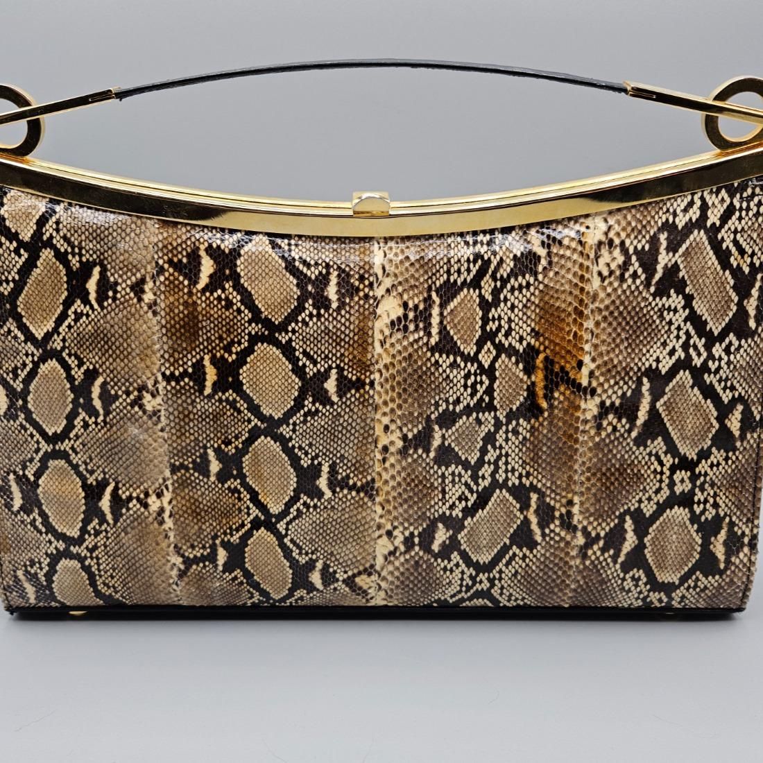 Vintage Leather of the Sea Handbag Purse Clutch Snake Skin Rattlesnake