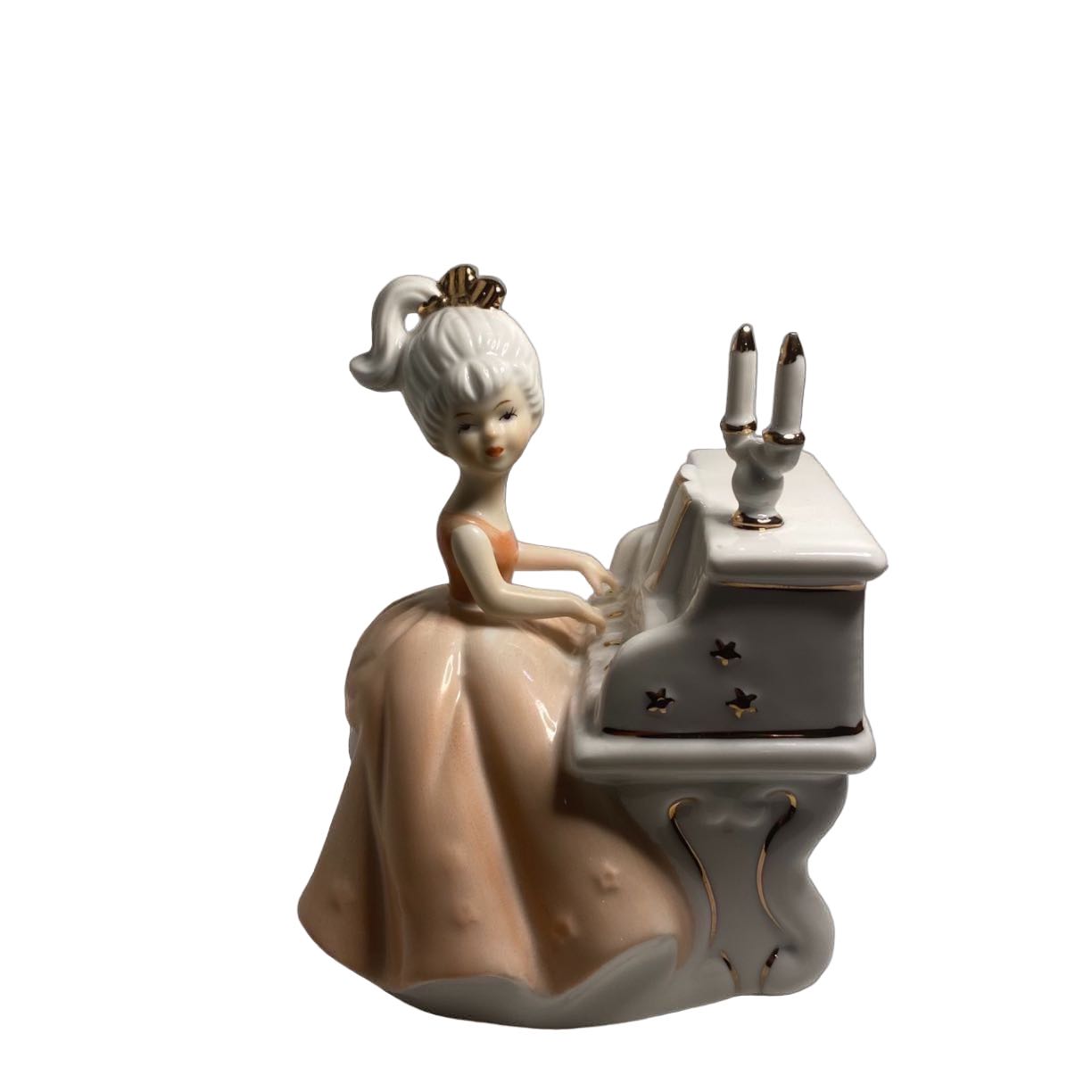 Vintage Porcelain Music Box Young Lady On Piano. “Peach Elegance” By ...