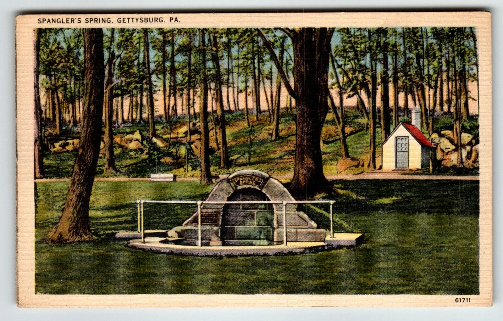 Spangler's Water Spring Gettysburg Pennsylvania Linen Postcard Unposted ...