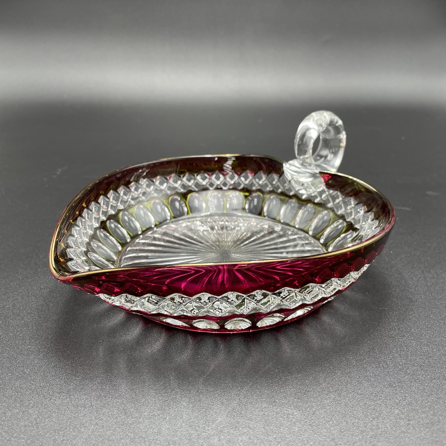 Westmoreland Ruby Flash Glass Heart Shaped Nappy Dish