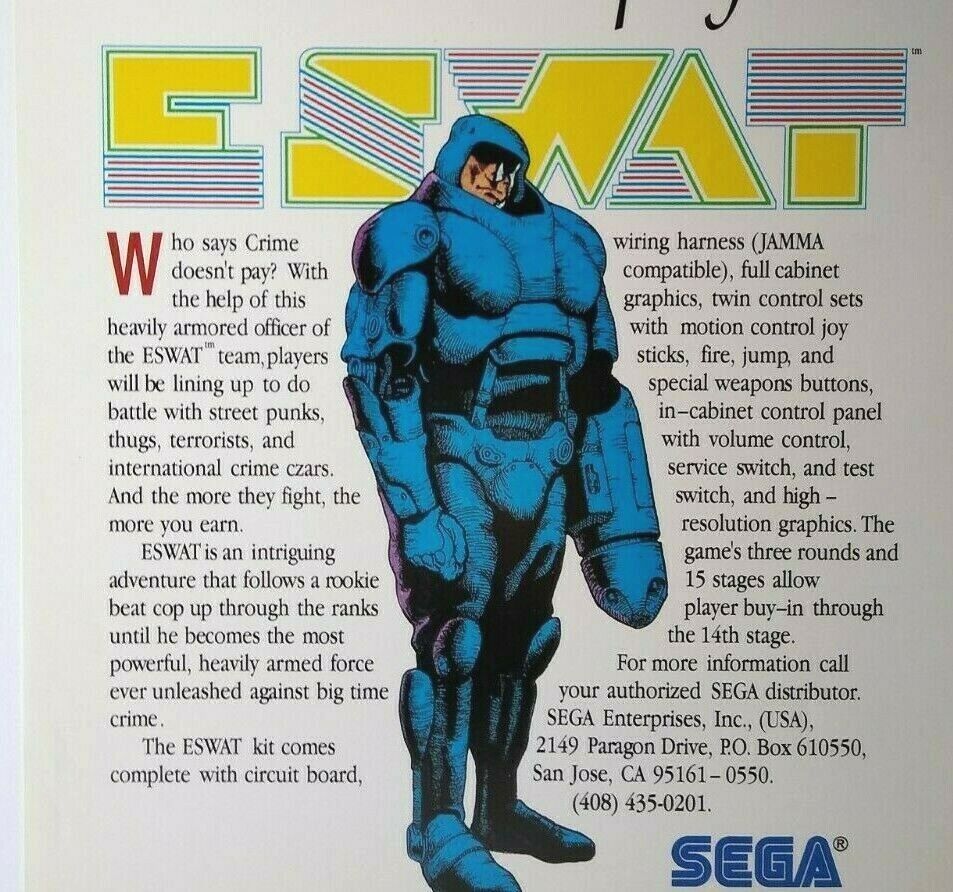 ESWAT Arcade Flyer Original 1989 Video Game Space Age Retro Artwork 8.5 ...