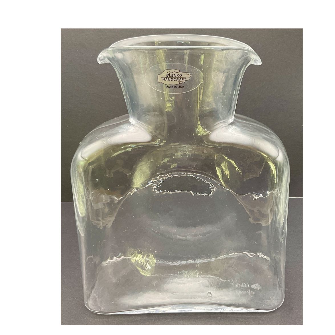 Vintage Blenko Clear Glass Double Spout Pitcher Carafe Decanter ...