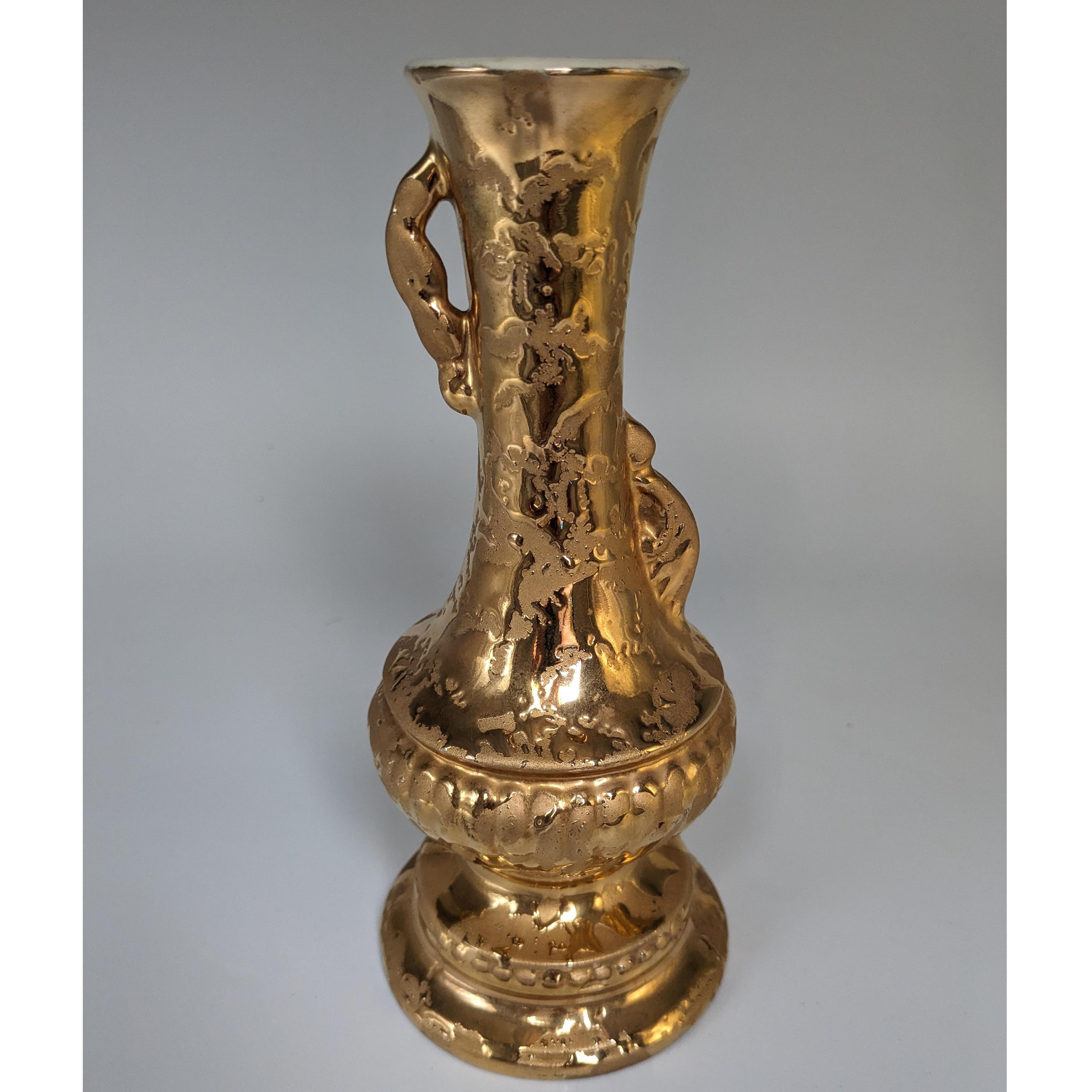 Vintage Cameron Clay 24K Weeping Gold Vase