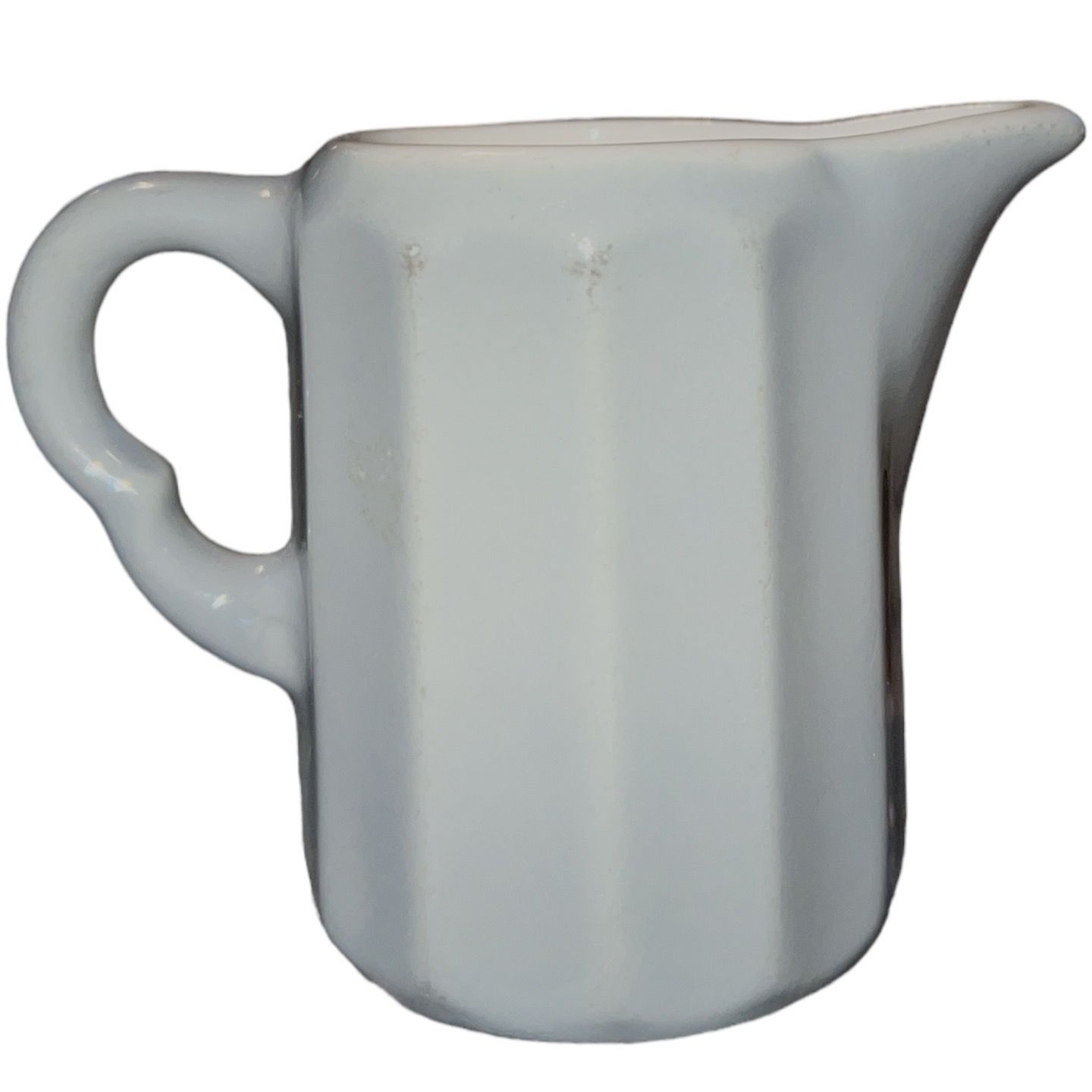 Vintage Hall Creamer Made in the USA China 3" Light Blue Ribbed Curved ...