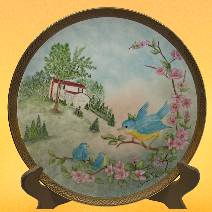25.a. Gorgeous, Handpainted, Bluebird Plate Signed