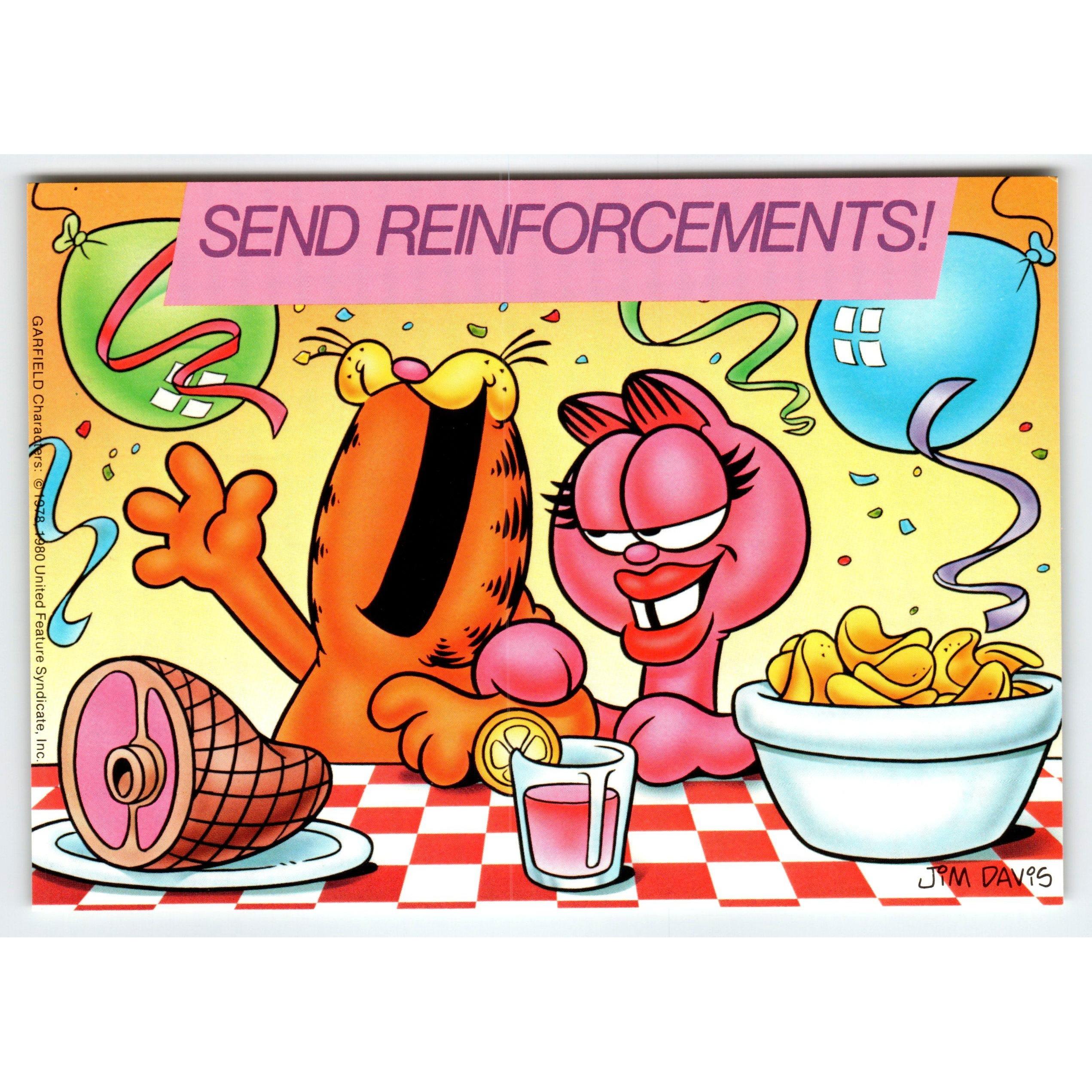 Garfield Cat Postcard Send Reinforcements Jim Davis Comic Orange Tabby 1978