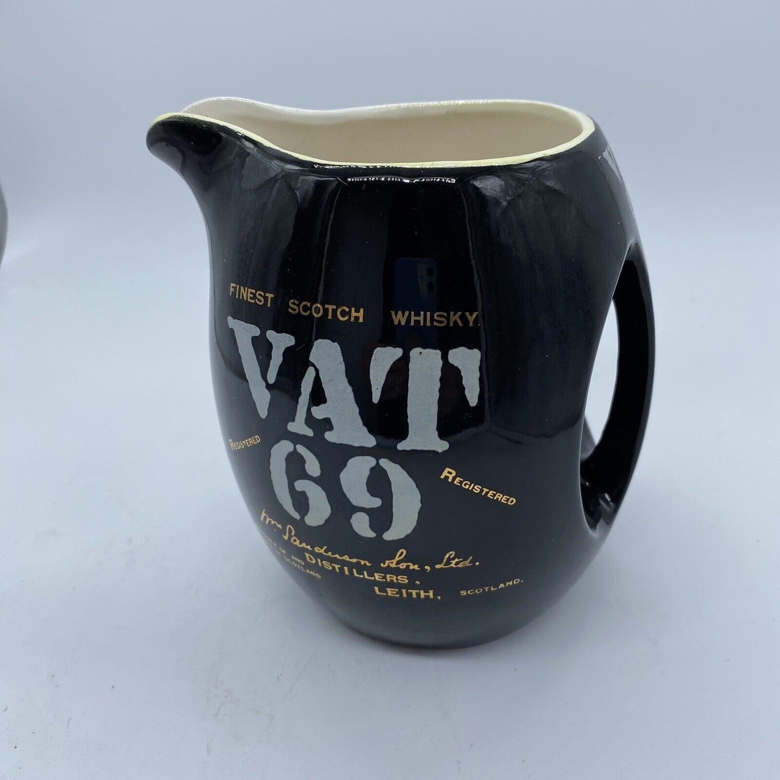 Vintage VAT 69 Finest Scotch whisky jug Black Barware Pitcher