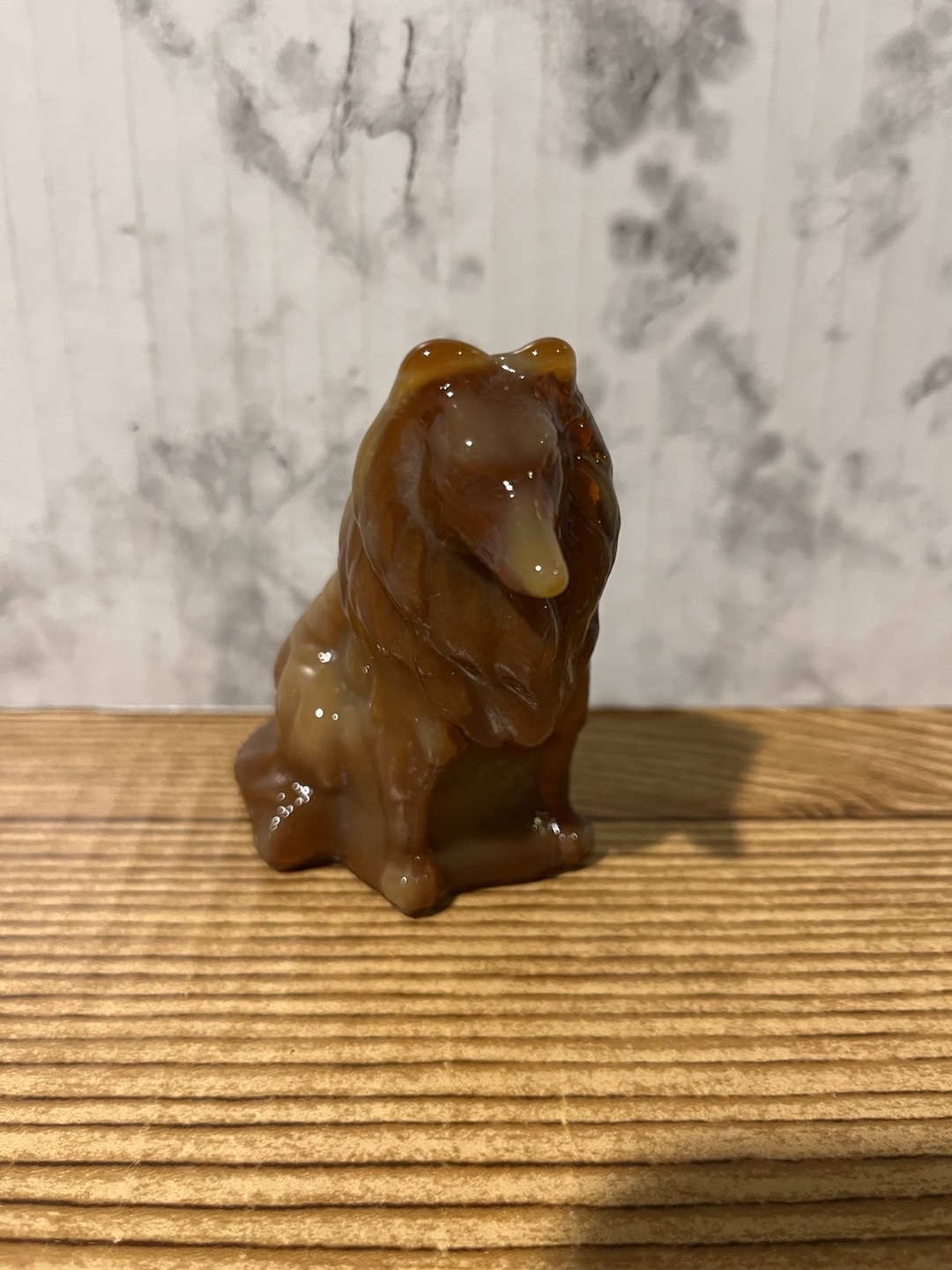 923-MOSSER Glass Brown Amber Slag Glass Collie Dog