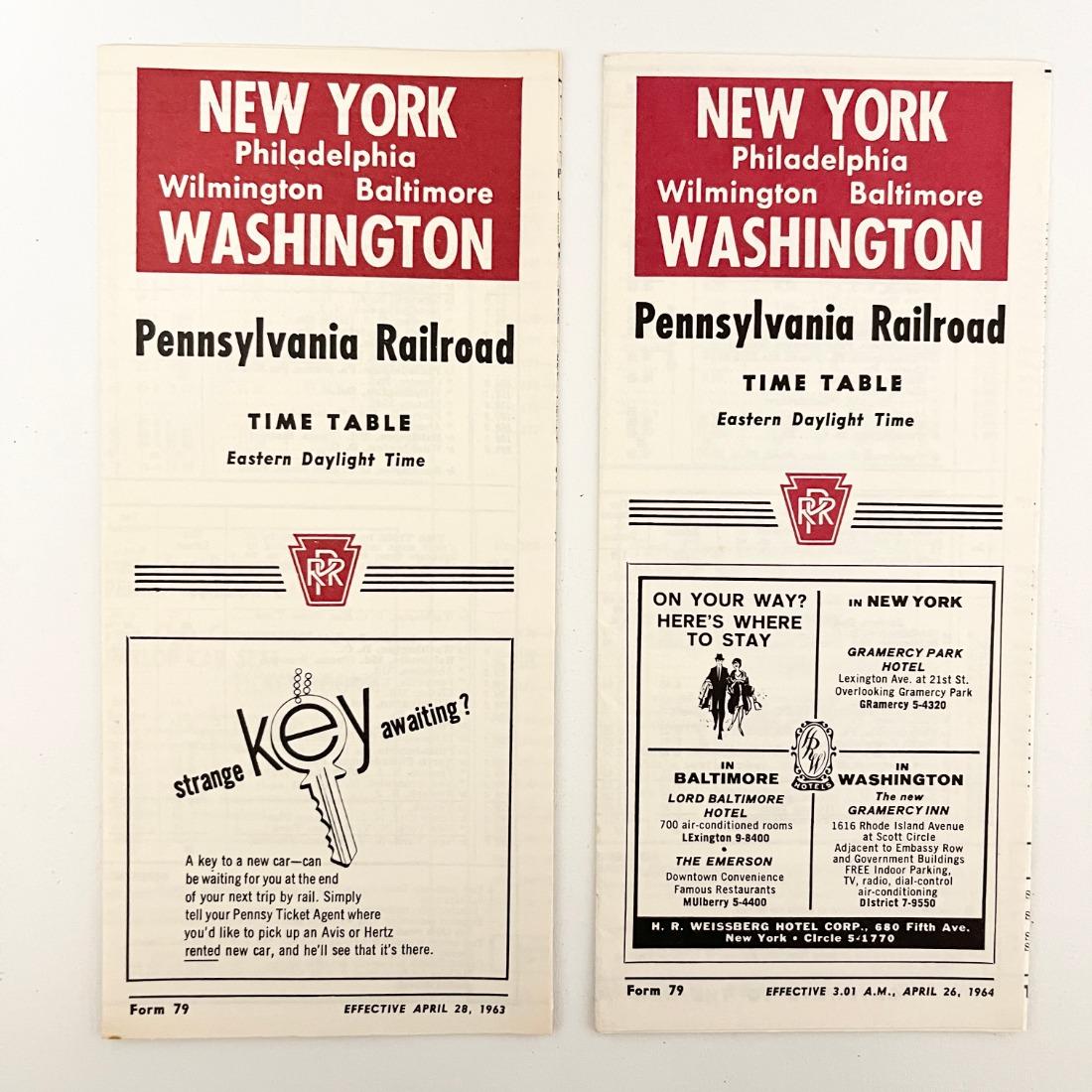 Pennsylvania Railroad Timetable Vintage 1960s Rail Lot of 2