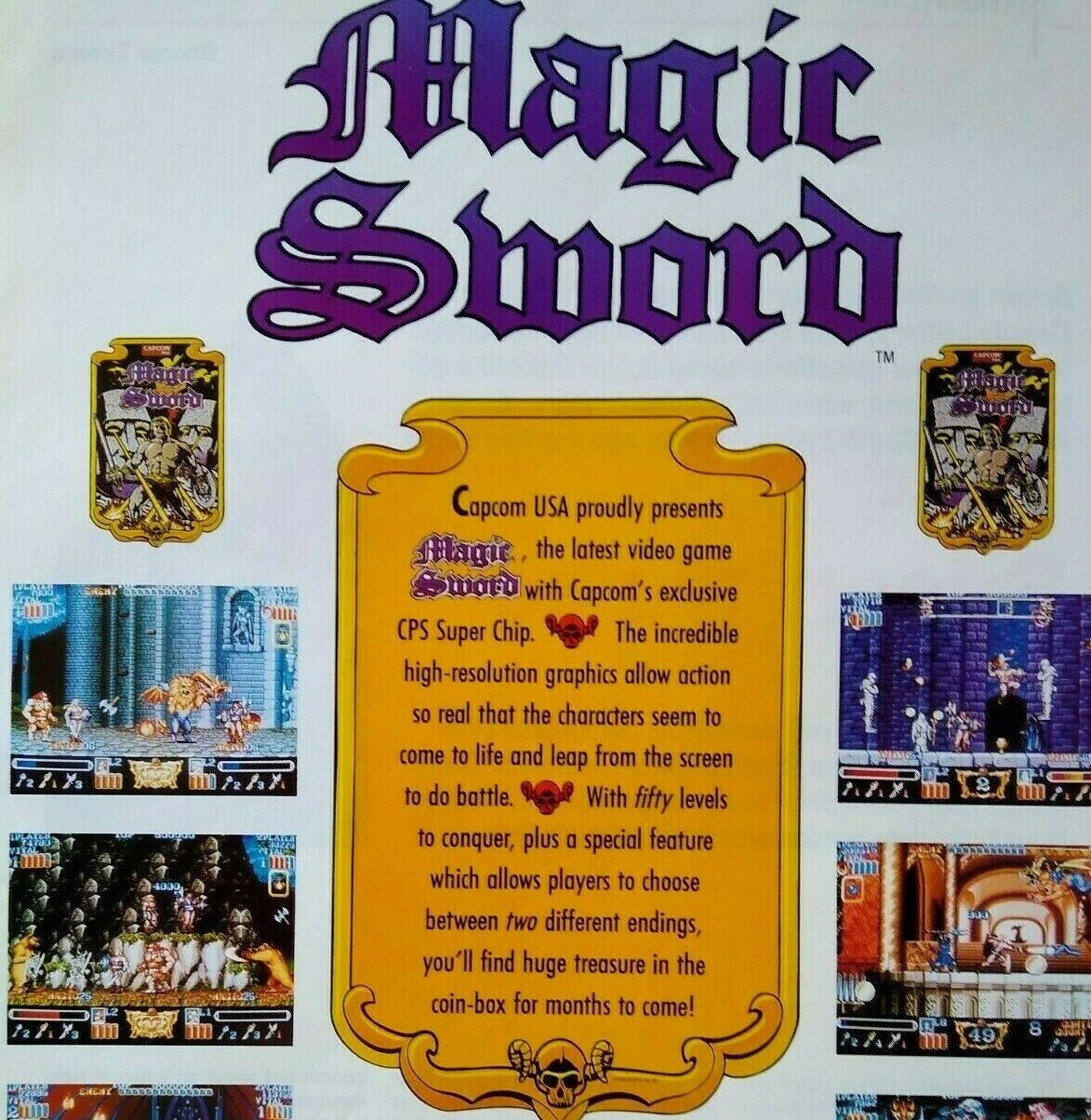 Magic Sword Arcade Print AD Vintage Video Game Trade Magazine Artwork 1990