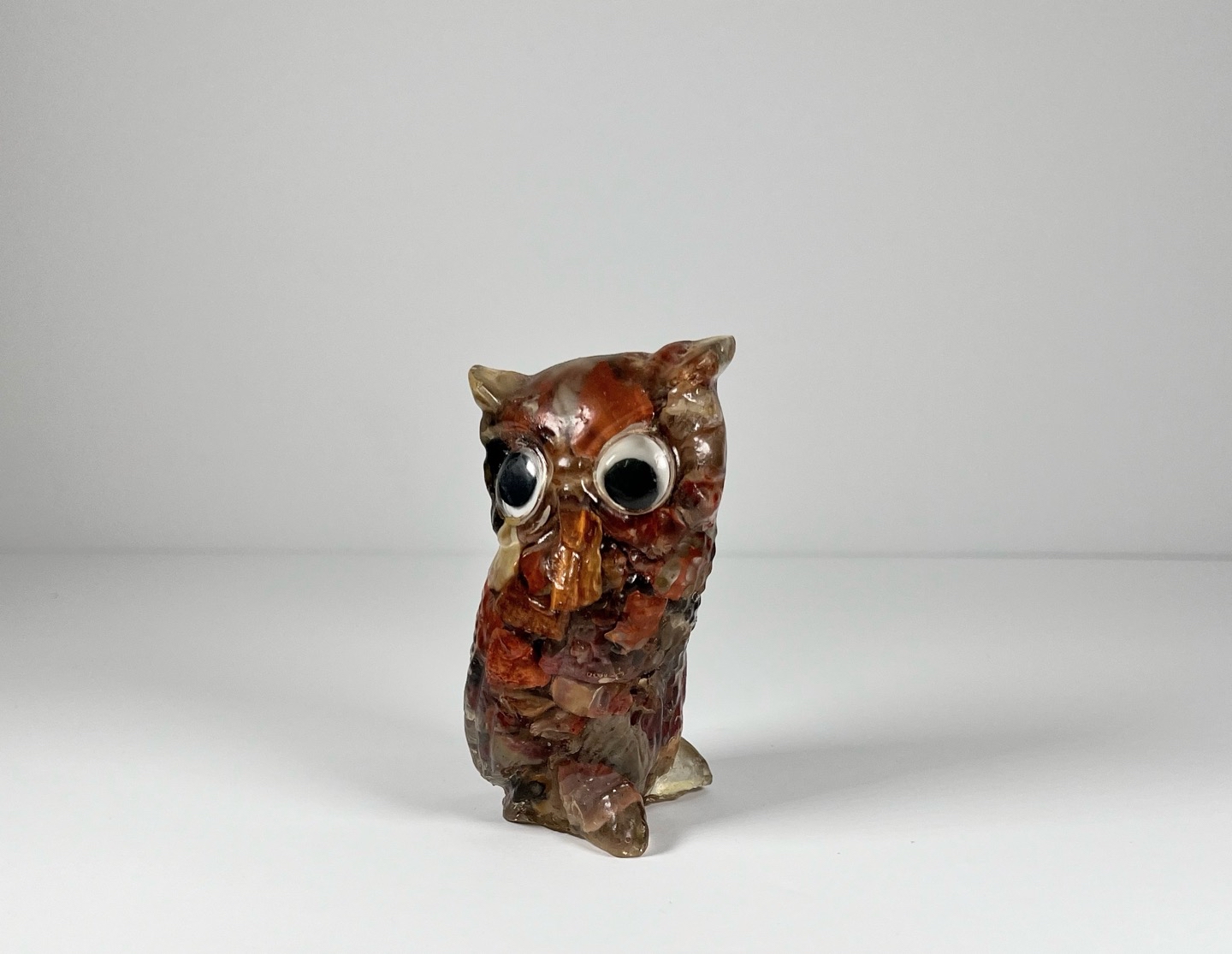 Owl Vomit Rock Figurine Googly Eyes ~ Acrylic Lucite ~ Vintage 1950's