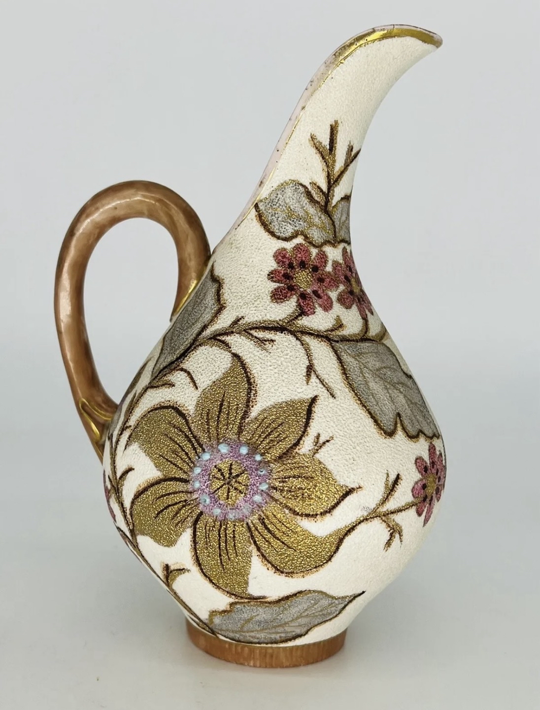 Antique Floral RW Rudolstadt #1598 German Tapestry Ewer Vase