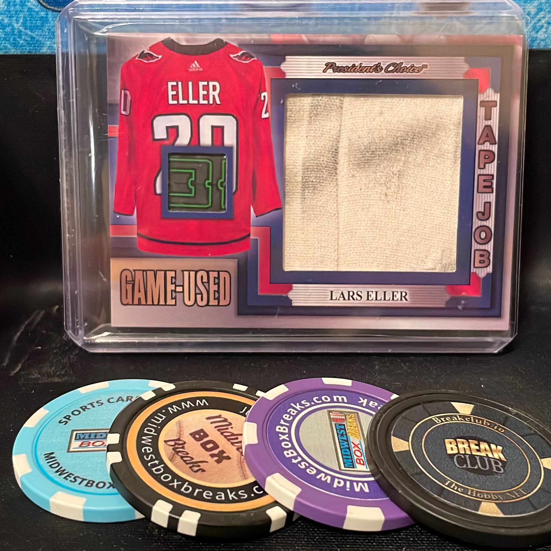 President’s Choice Game Used Lars Eller 5/5 “Tapejob” Washington ...