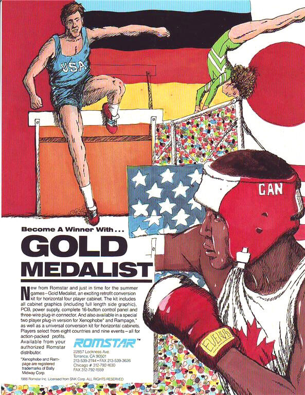 Gold Medalist Romstar Arcade Flyer Original Video Game Promo Artwork ...