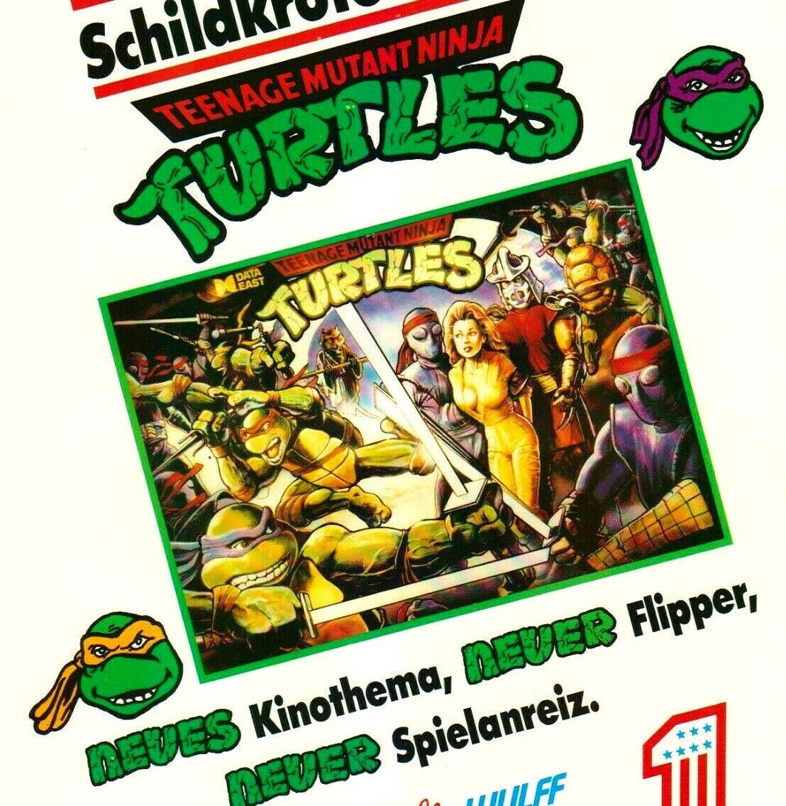 Teenage Mutant Ninja Turtles Pinball Flyer Wulff German Vintage Retro ...
