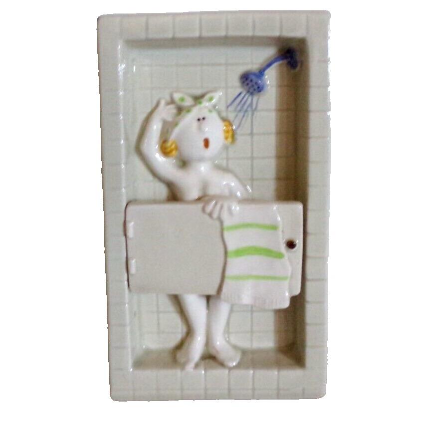 Vintage Risque Lady In Shower, Ceramic Bank, By KIC Japan, Kitsch