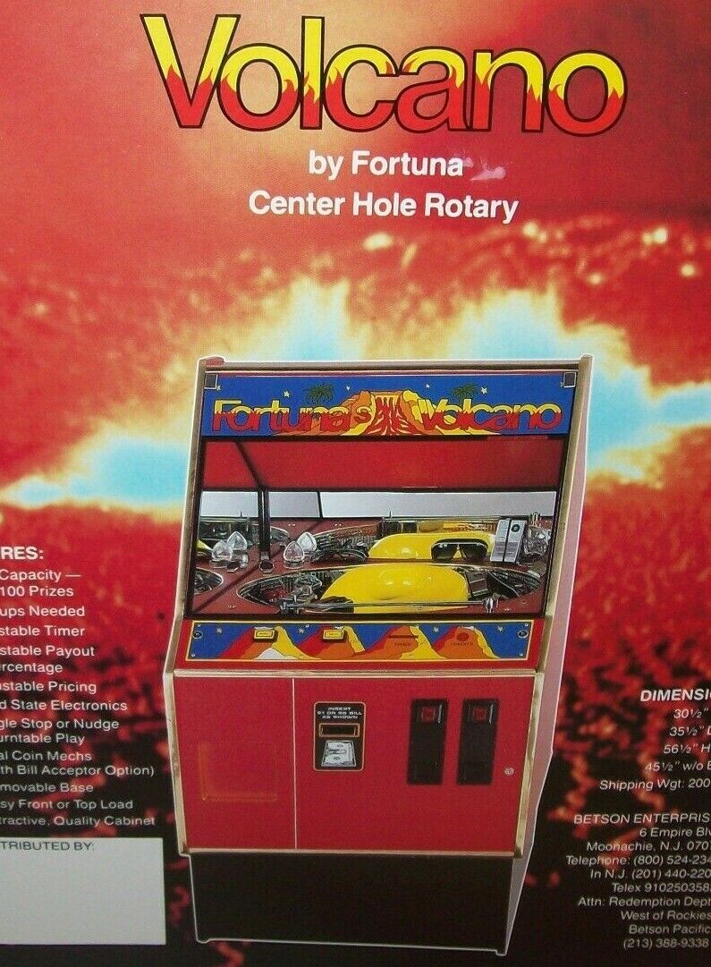 Volcano Arcade FLYER Original Boardwalk Fortuna Rotary Pusher ...