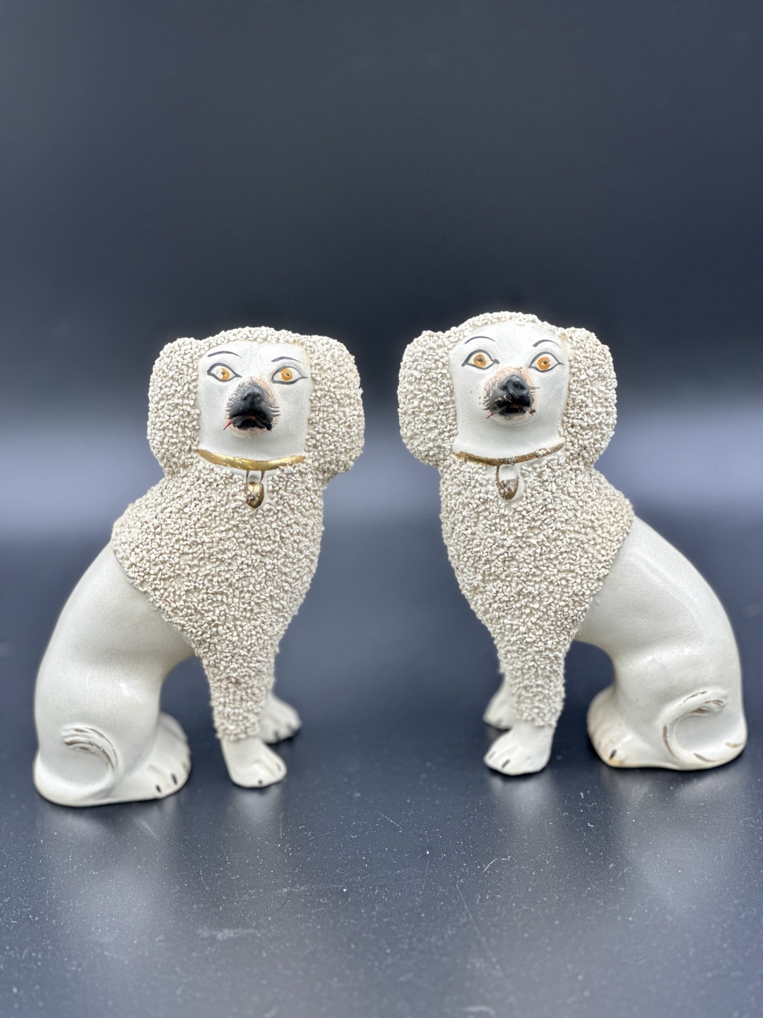 Antique English Staffordshire Mantle Poodle HTF