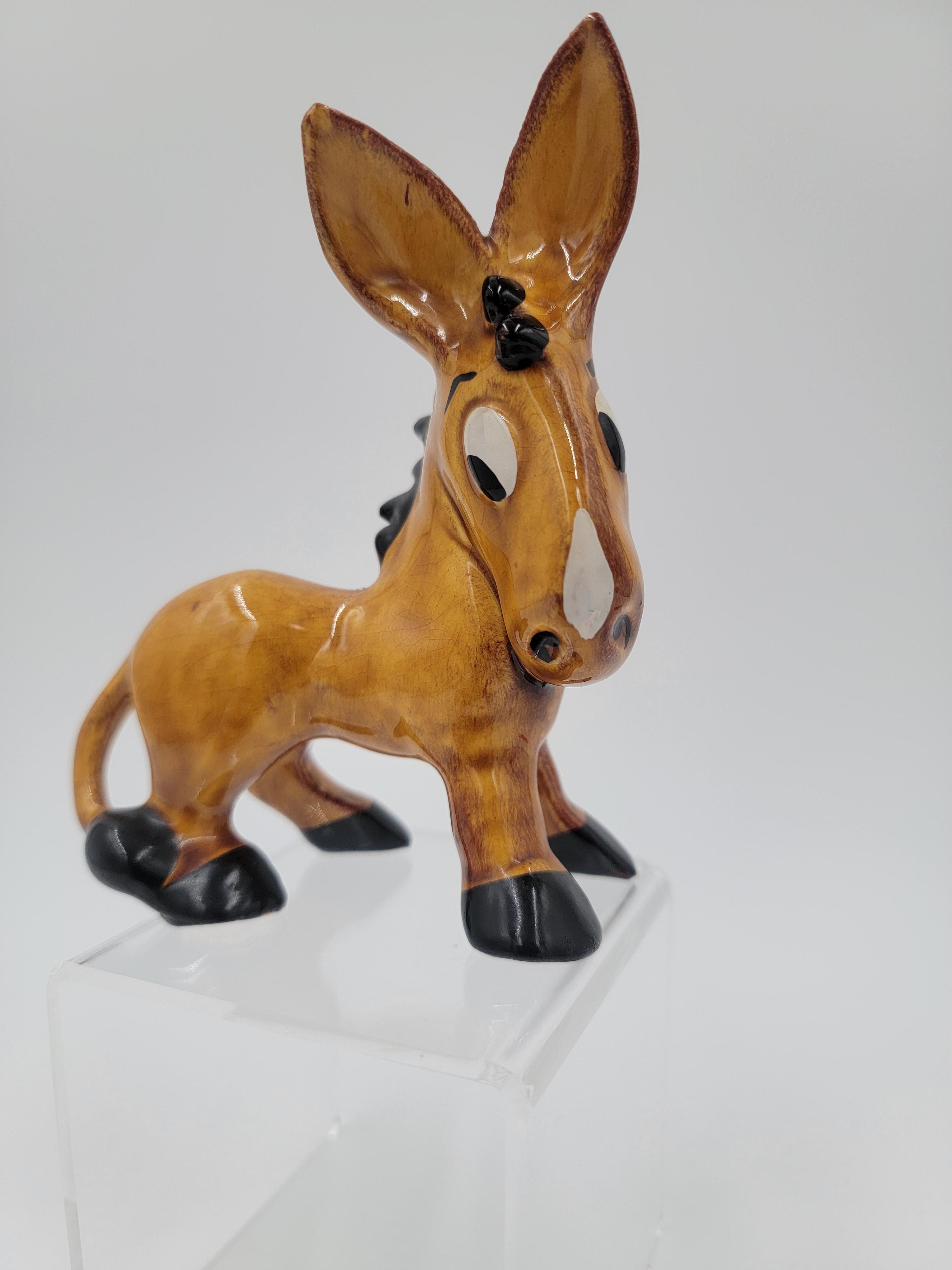 Handcrafted Ceramic Donkey Figurine Rare Find