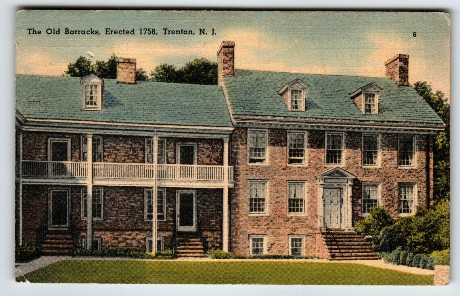 Postcard The Old Barracks Erected 1758 Trenton New Jersey Linen Vintage ...
