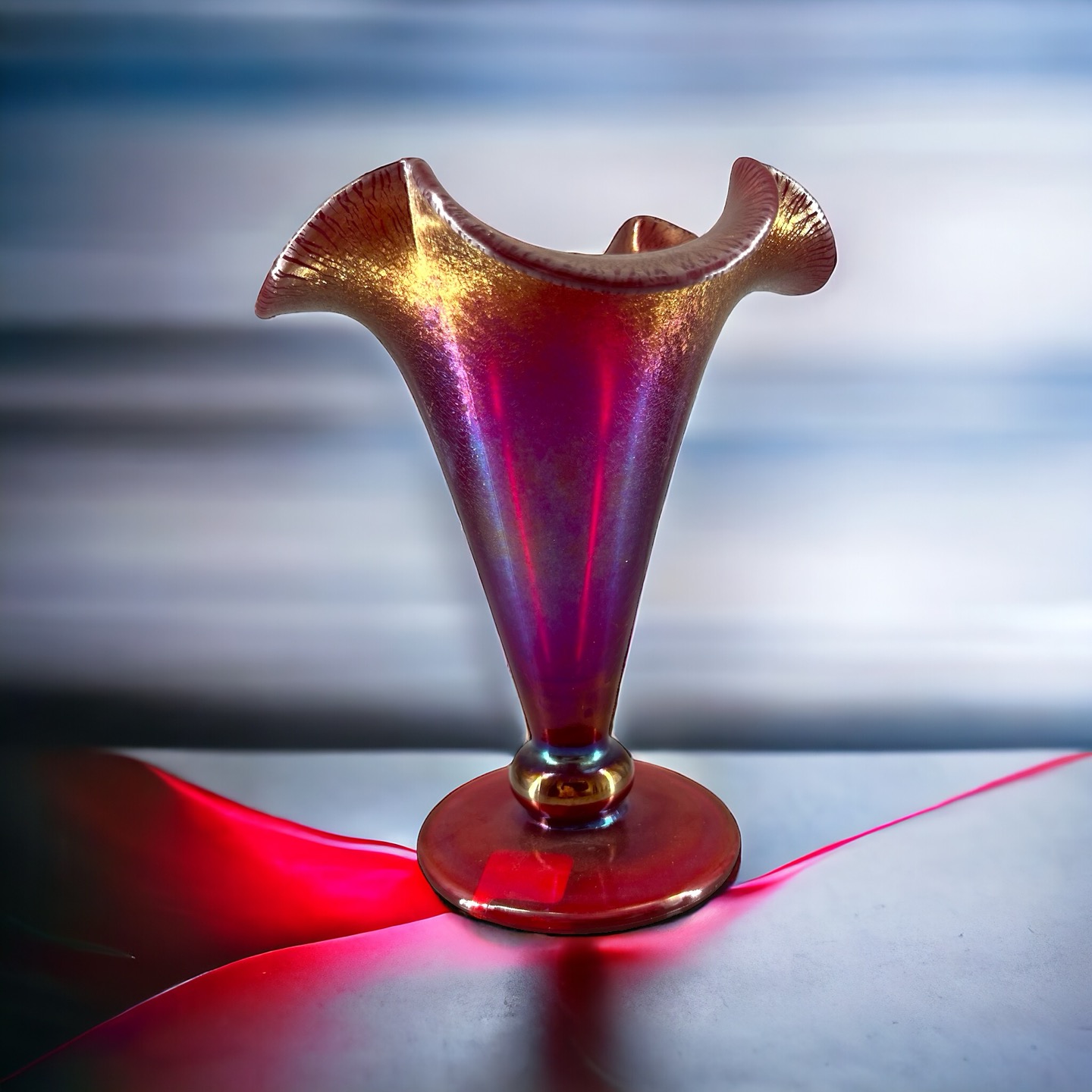 Fenton Ruby Red Amberina Iridescent Stretch Vase 5951 RL 100th ...