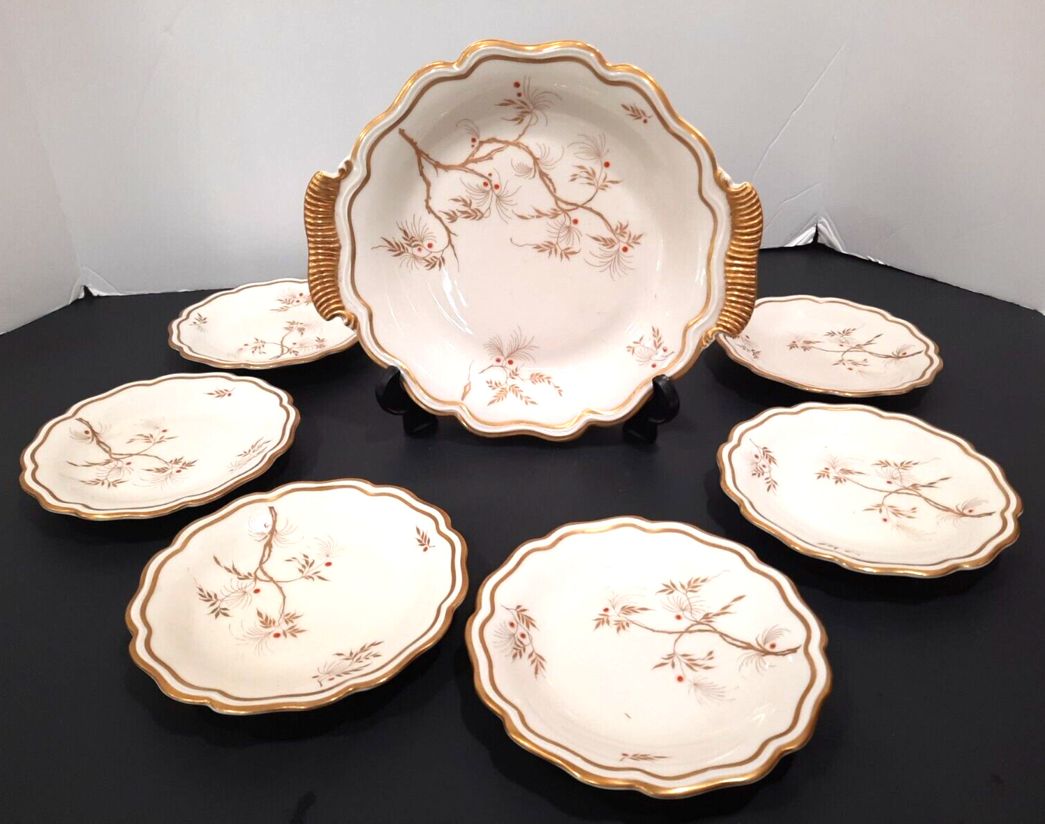 Vintage Weimar German Porcelain Dessert Service for 6 RARE ! EUC