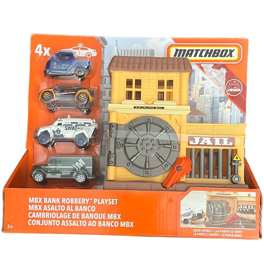 Matchbox MBX Bank Robbery Rescue Playset With 4 Vehicle Police Swat ...