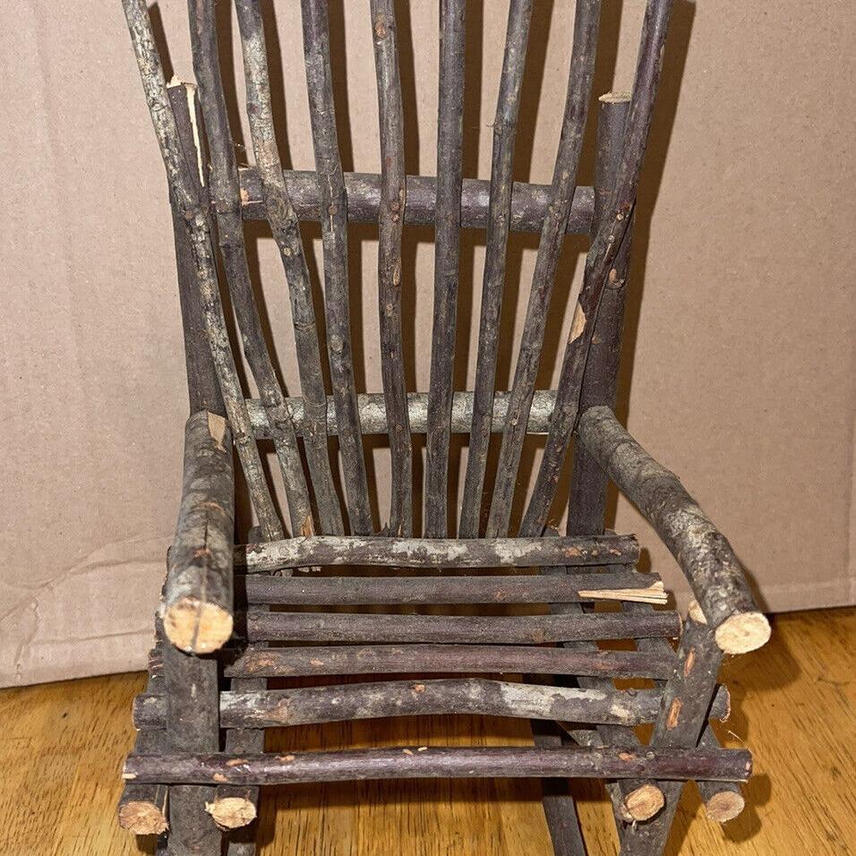 Folk Art Rustic Bent Wood Sticks Miniature Chair For Dolls Or Decor 7 ...