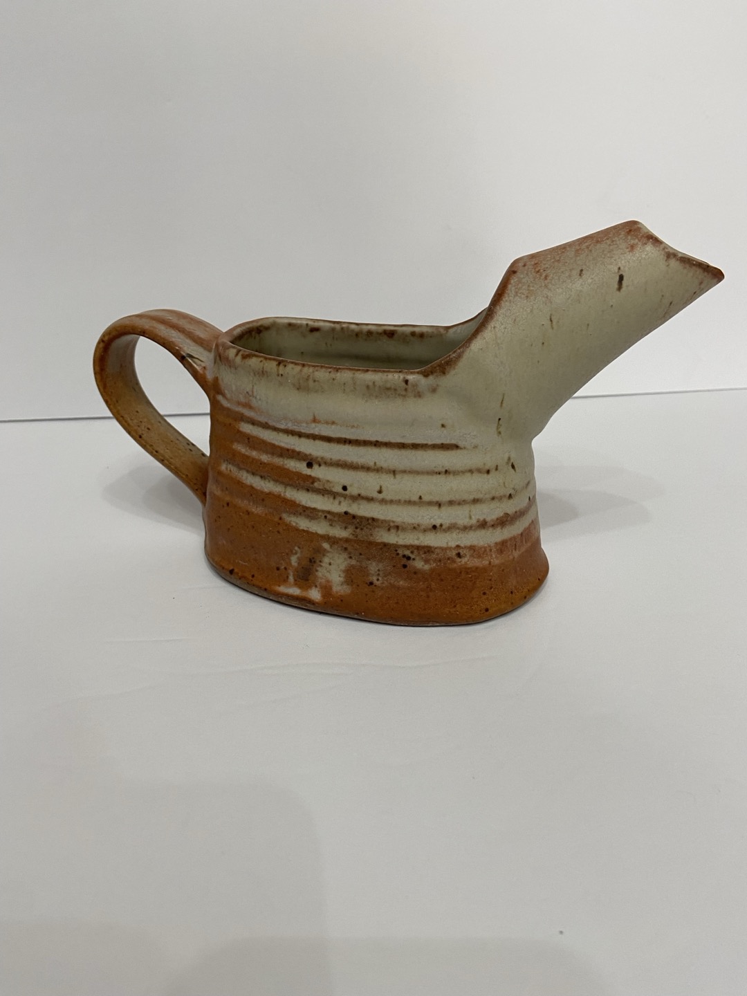 Rustic Art Pottery Large Creamer Or Small Watering Pitcher Signed