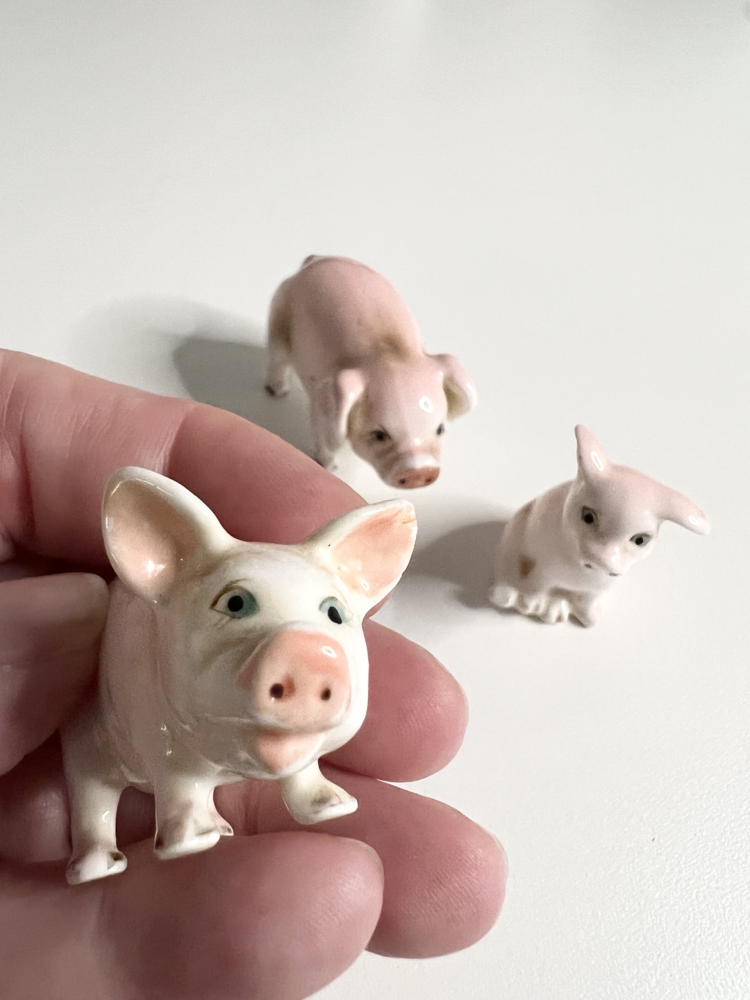 Pig Miniature Figurine Trio